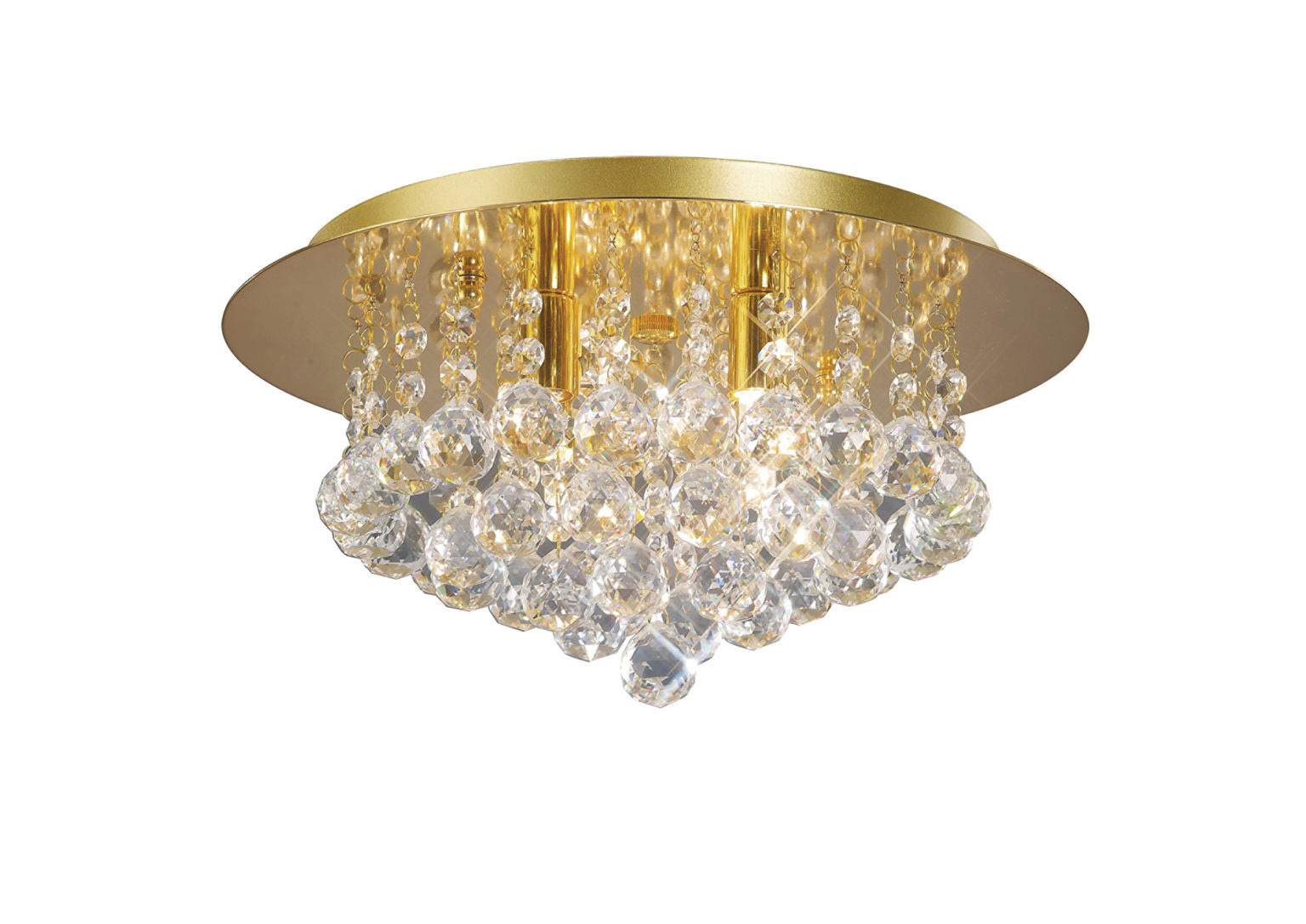 Dahlia Flush Ceiling, 350mm Round, 4 Light G9 Crystal French Gold - MDE Electrical